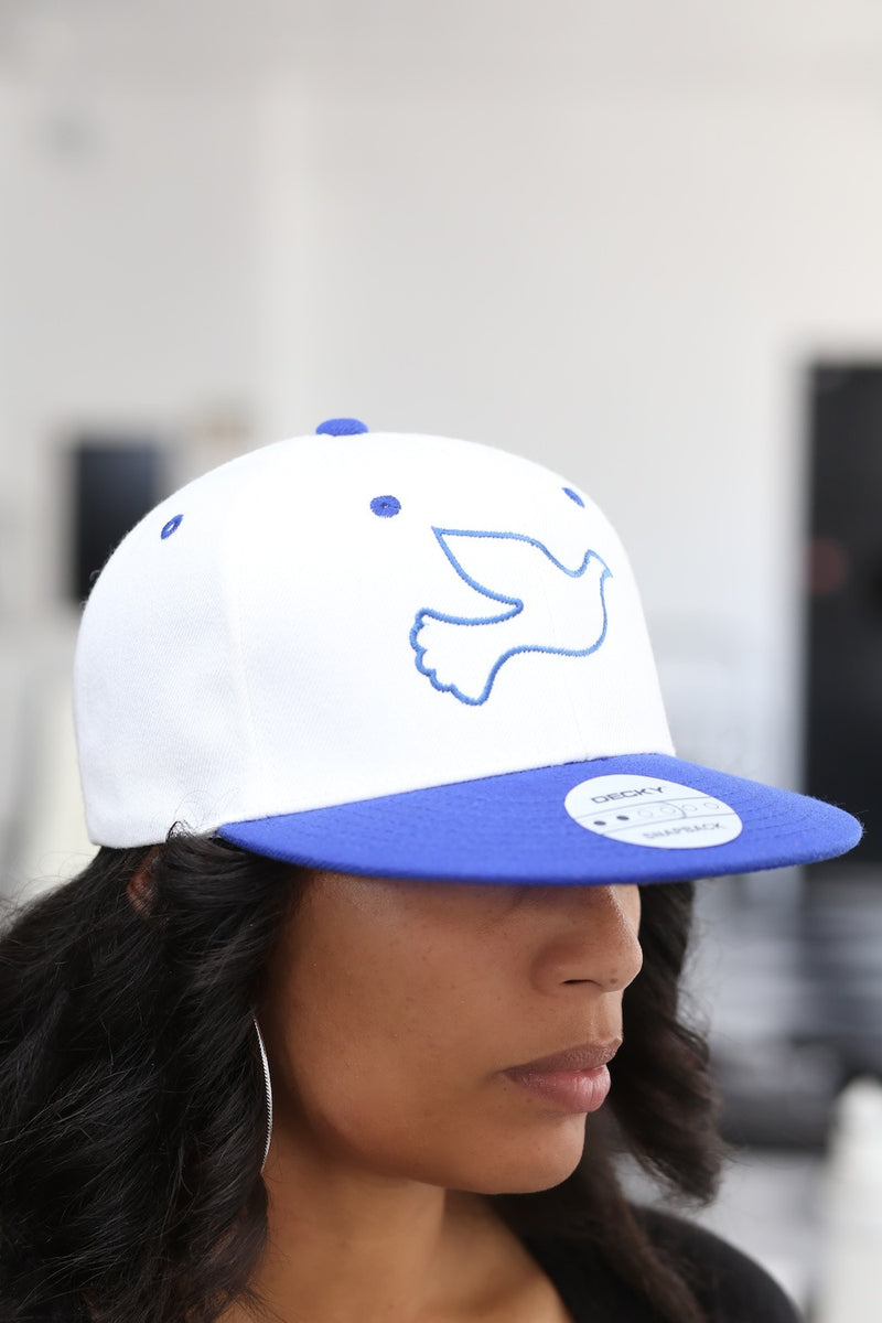 Dove of Peace (2-tone series) snapback, white/blue – Burning Sands™