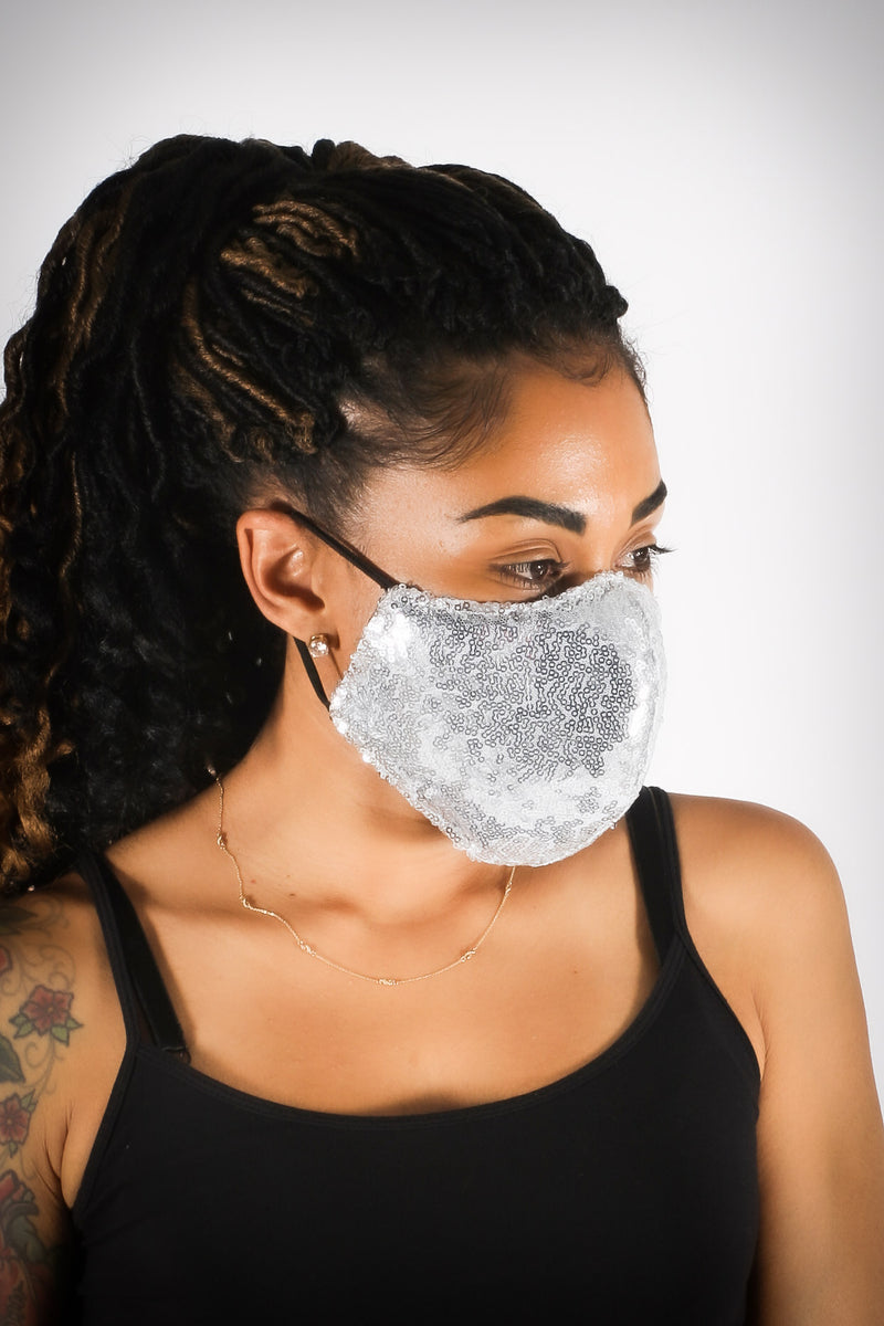 Covered! Sequin mouth mask, silver – Burning Sands™